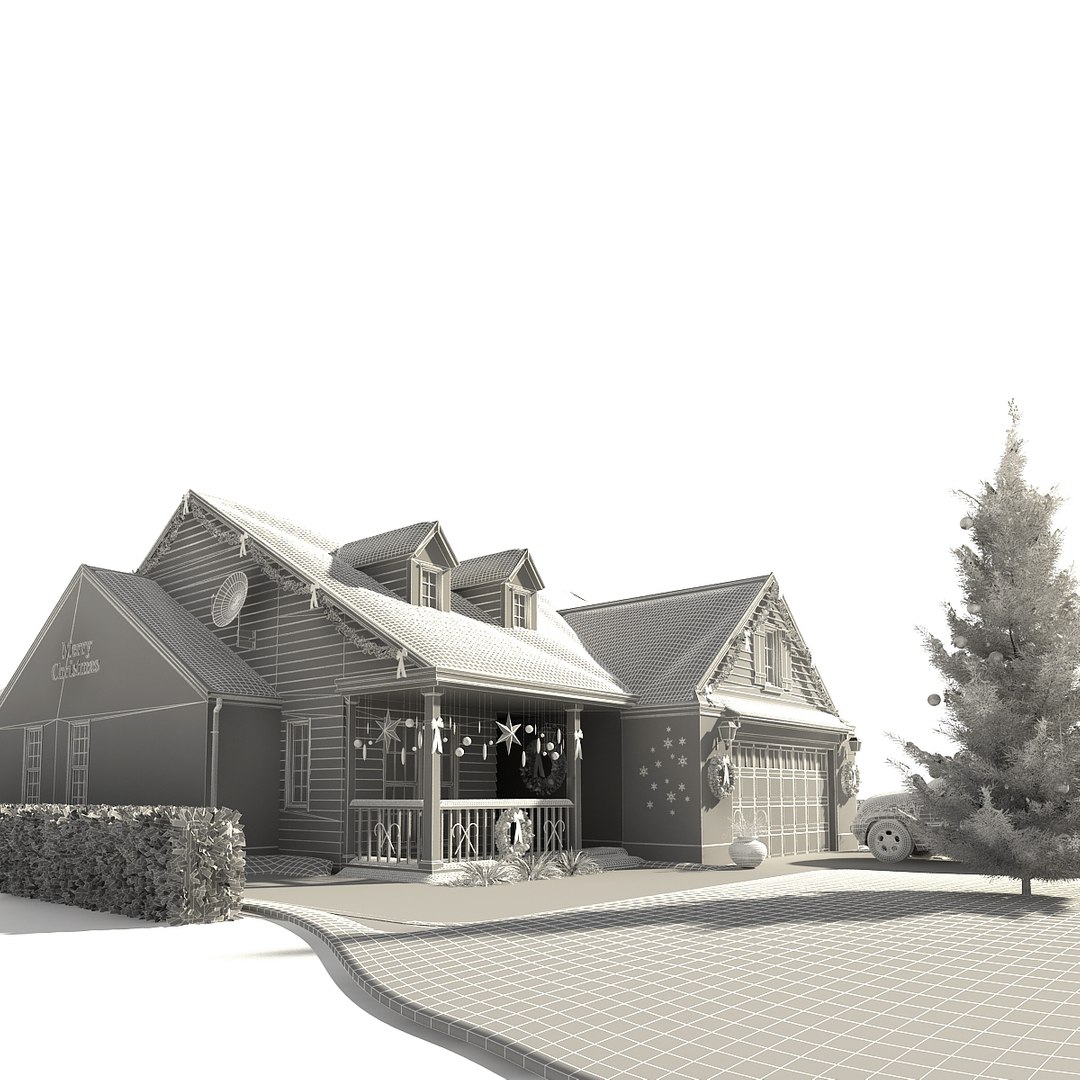 3ds Max Snow Christmas House