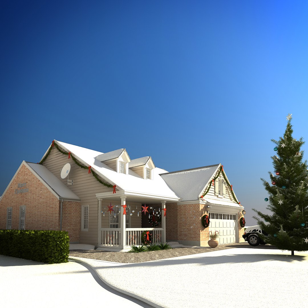 3ds Max Snow Christmas House