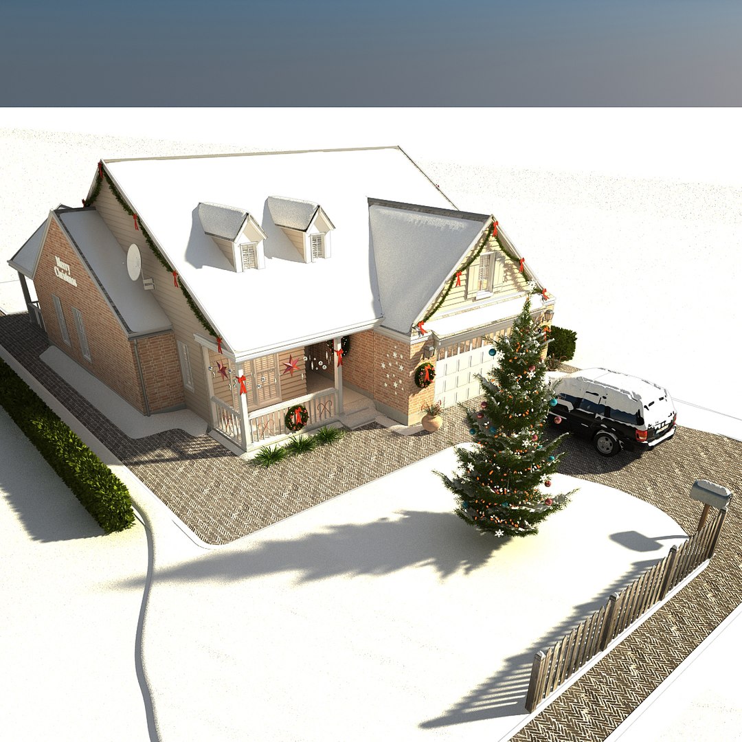 3ds Max Snow Christmas House