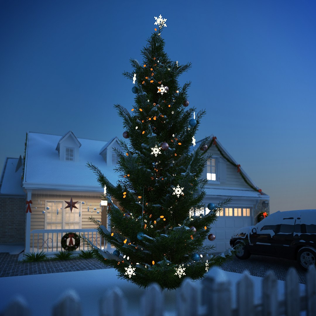3ds Max Snow Christmas House