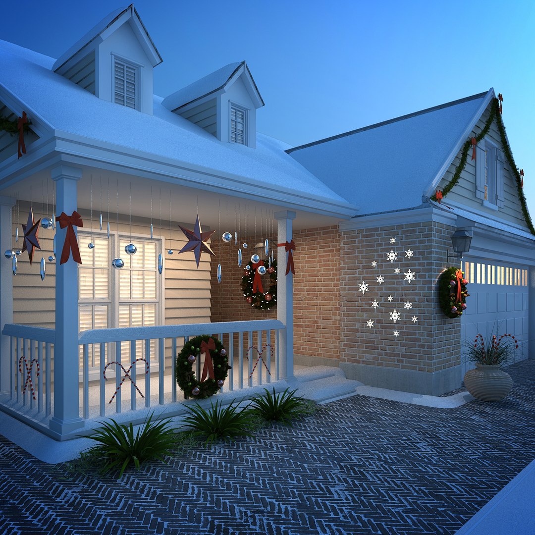 3ds Max Snow Christmas House