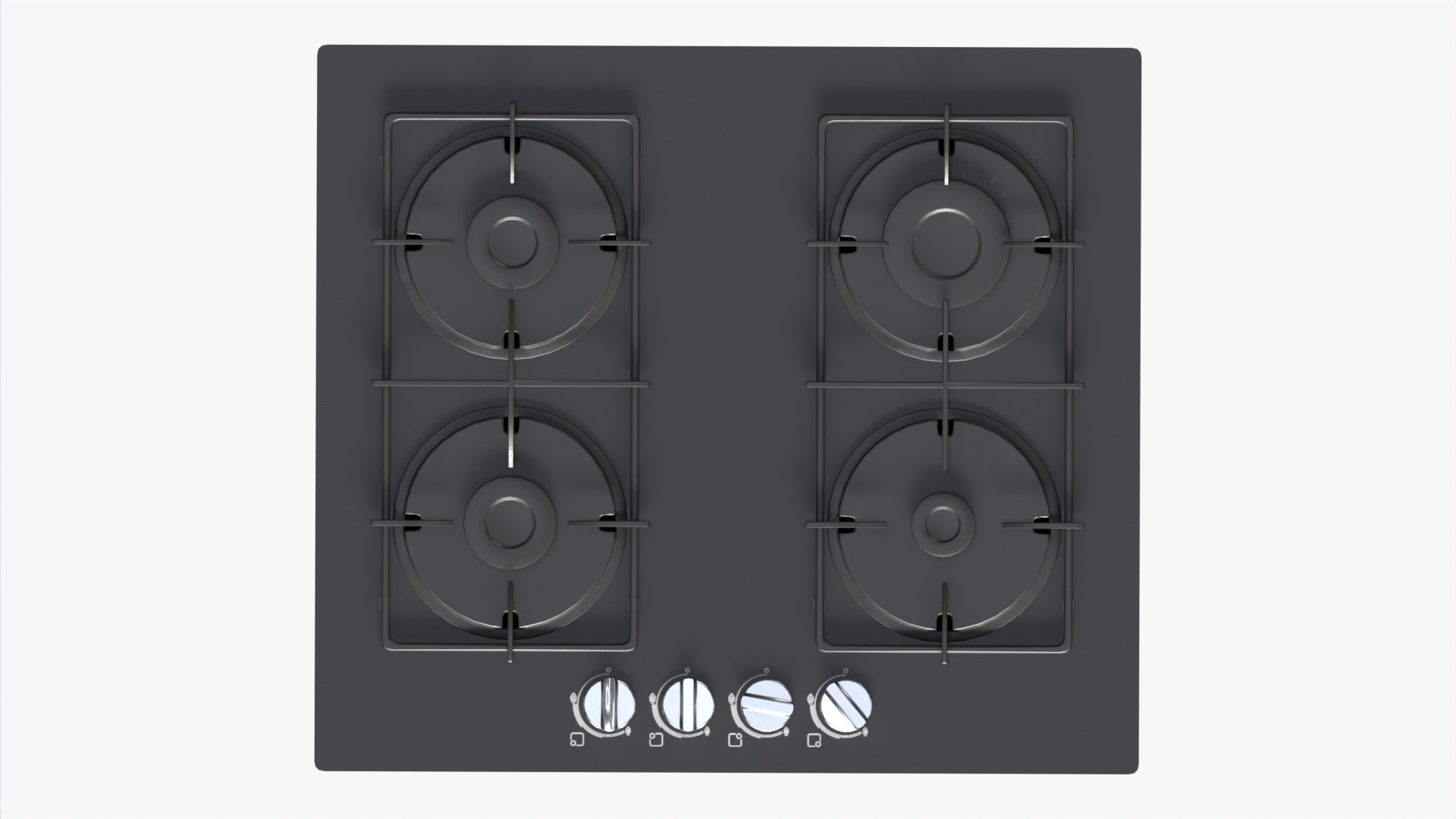 3D Gas Hob 4 Burners Glass Black 01 - TurboSquid 2027536