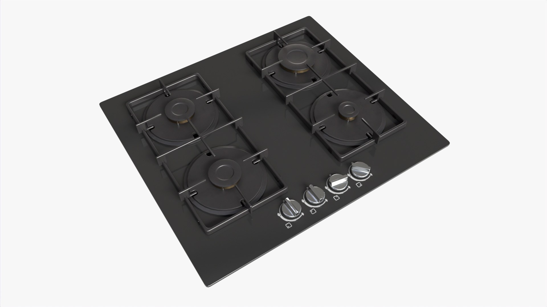 3D Gas Hob 4 Burners Glass Black 01 - TurboSquid 2027536