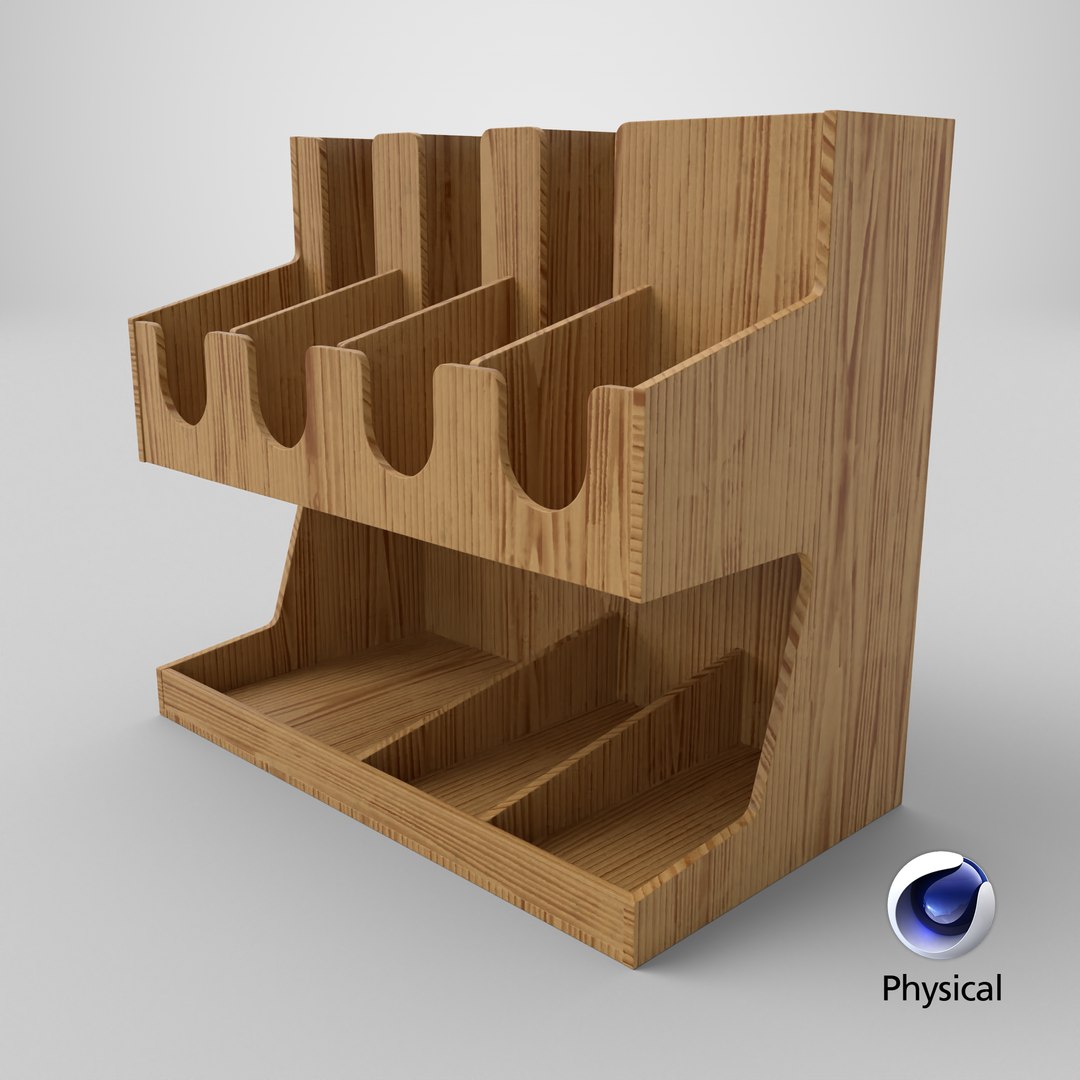 Organizer Dual Level Cup And Condiment Holder Wood 3D Model ...