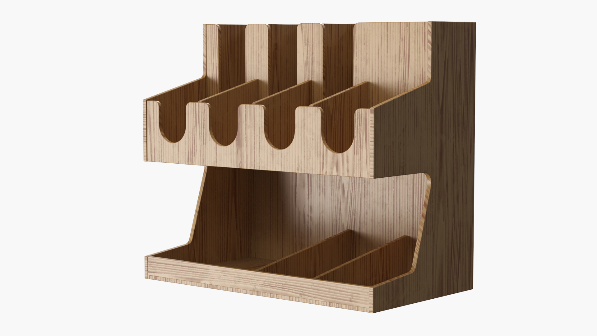 Organizer Dual Level Cup And Condiment Holder Wood 3D Model ...