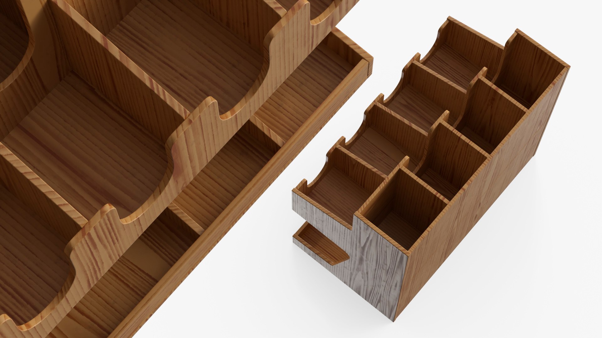 Organizer Dual Level Cup And Condiment Holder Wood 3D Model ...