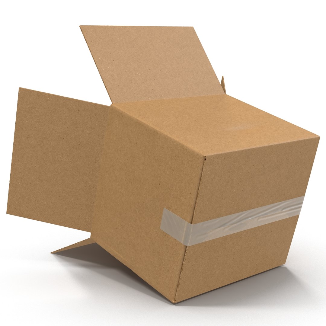 3d open cardboard box