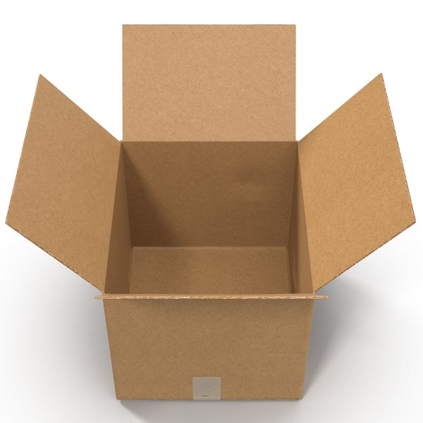 3d open cardboard box