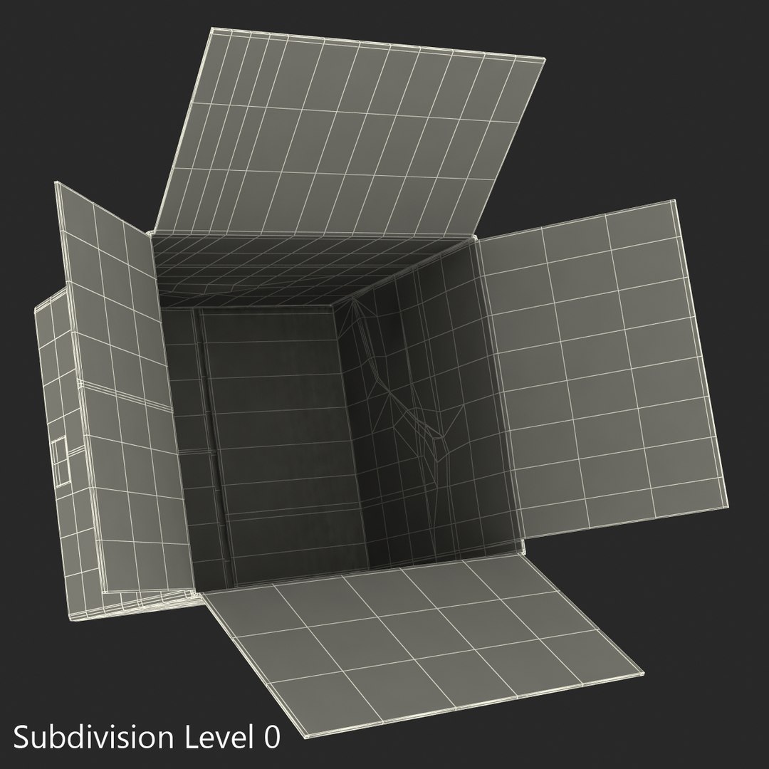 3d open cardboard box
