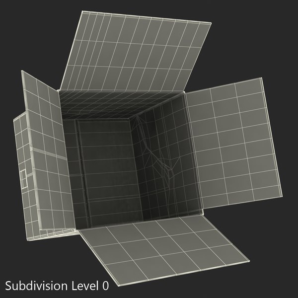 3d open cardboard box