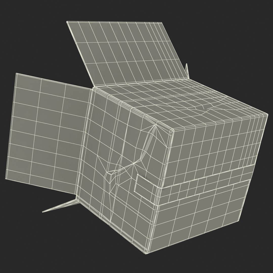 3d open cardboard box