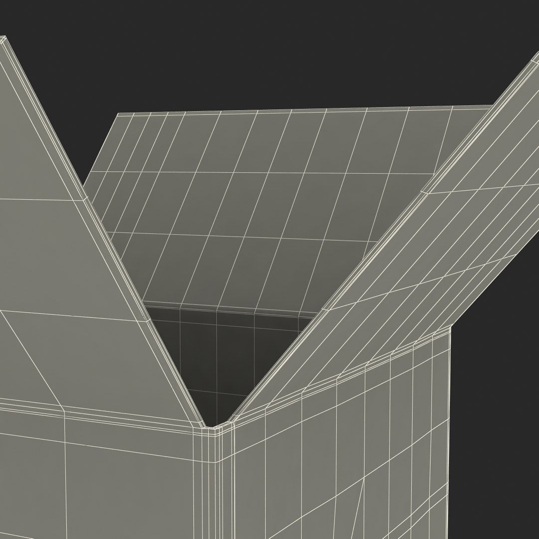 3d open cardboard box
