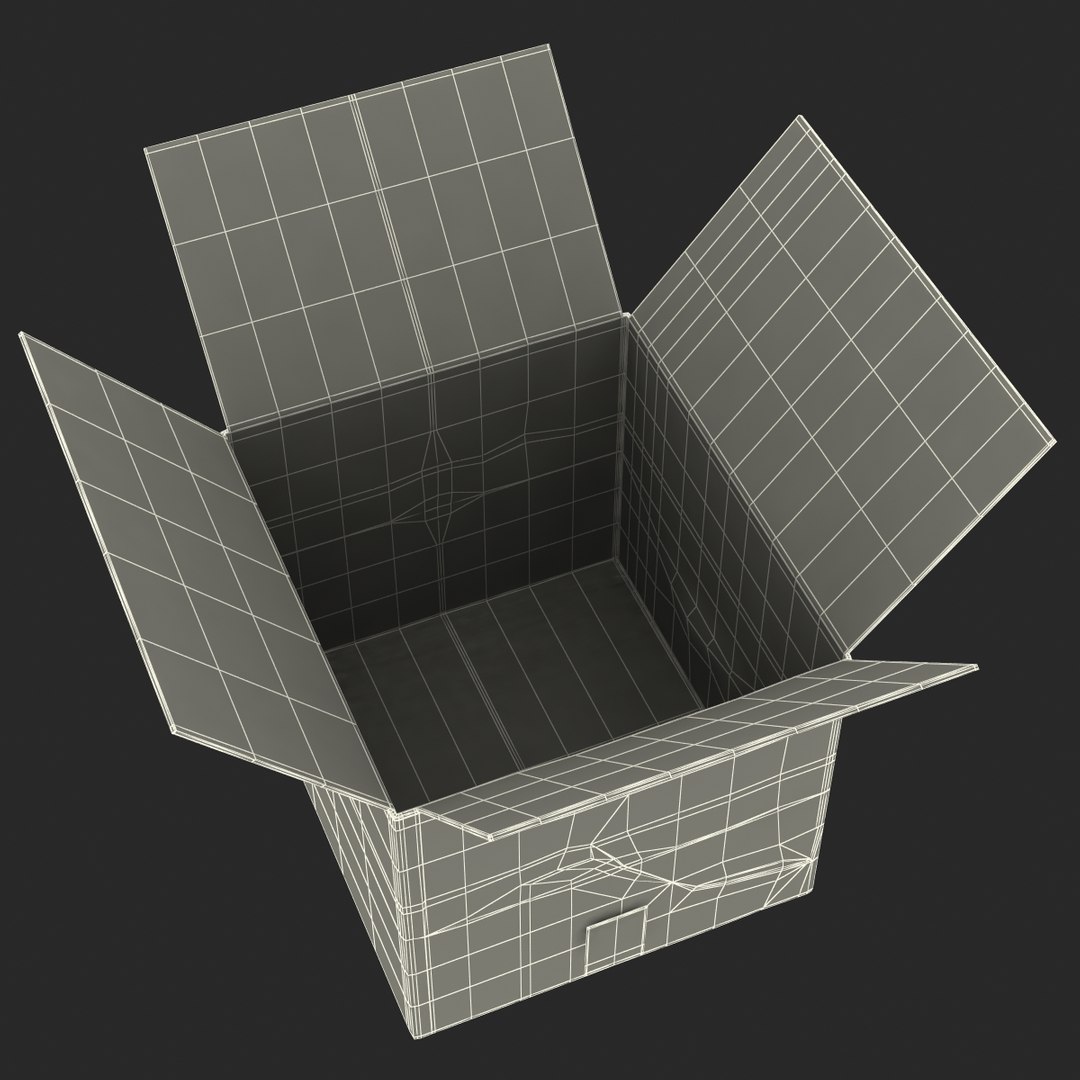 3d open cardboard box