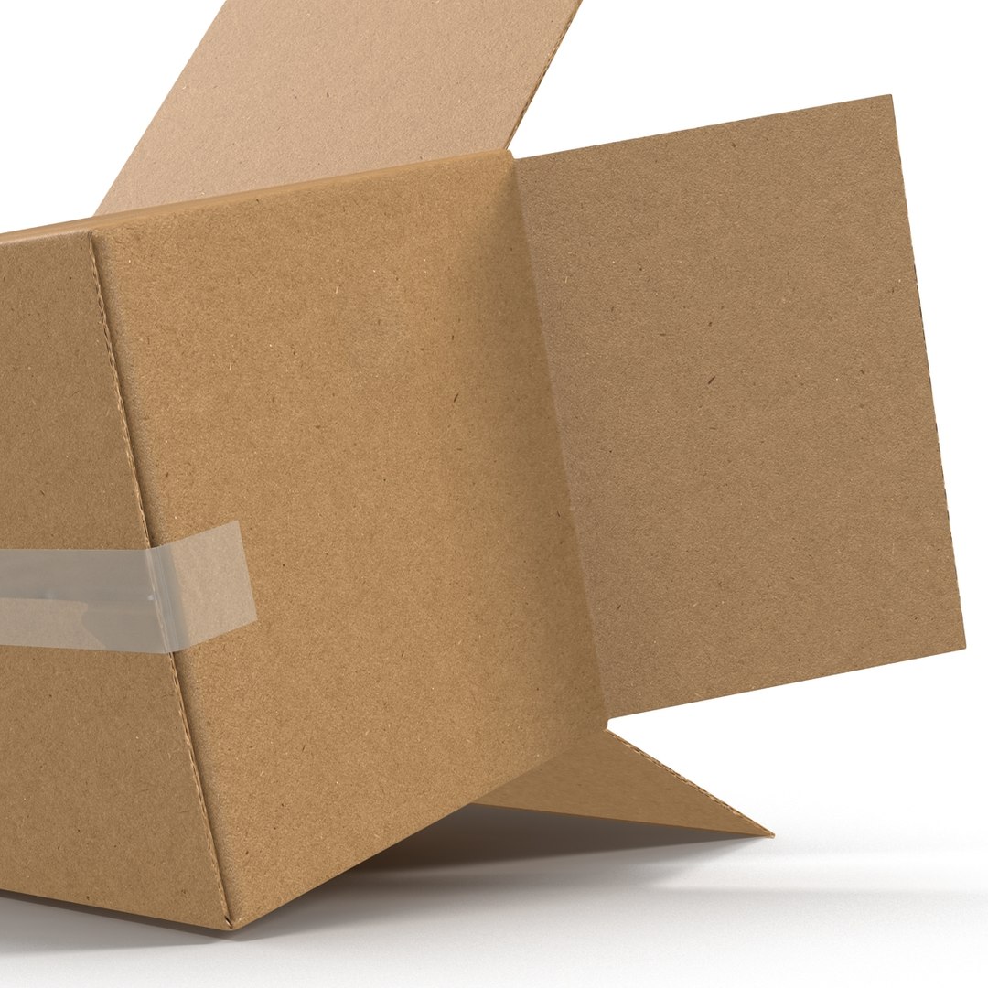3d open cardboard box
