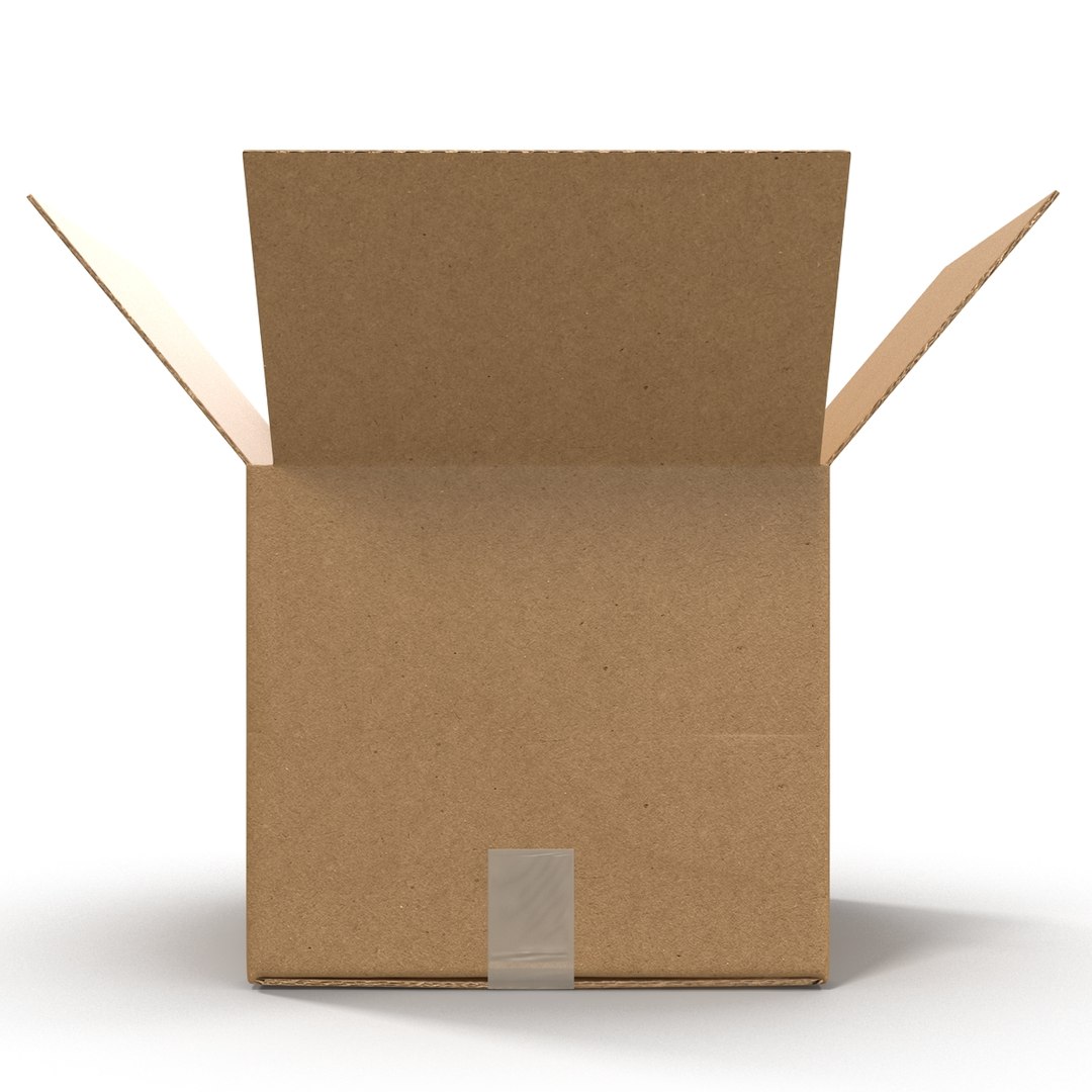 3d open cardboard box