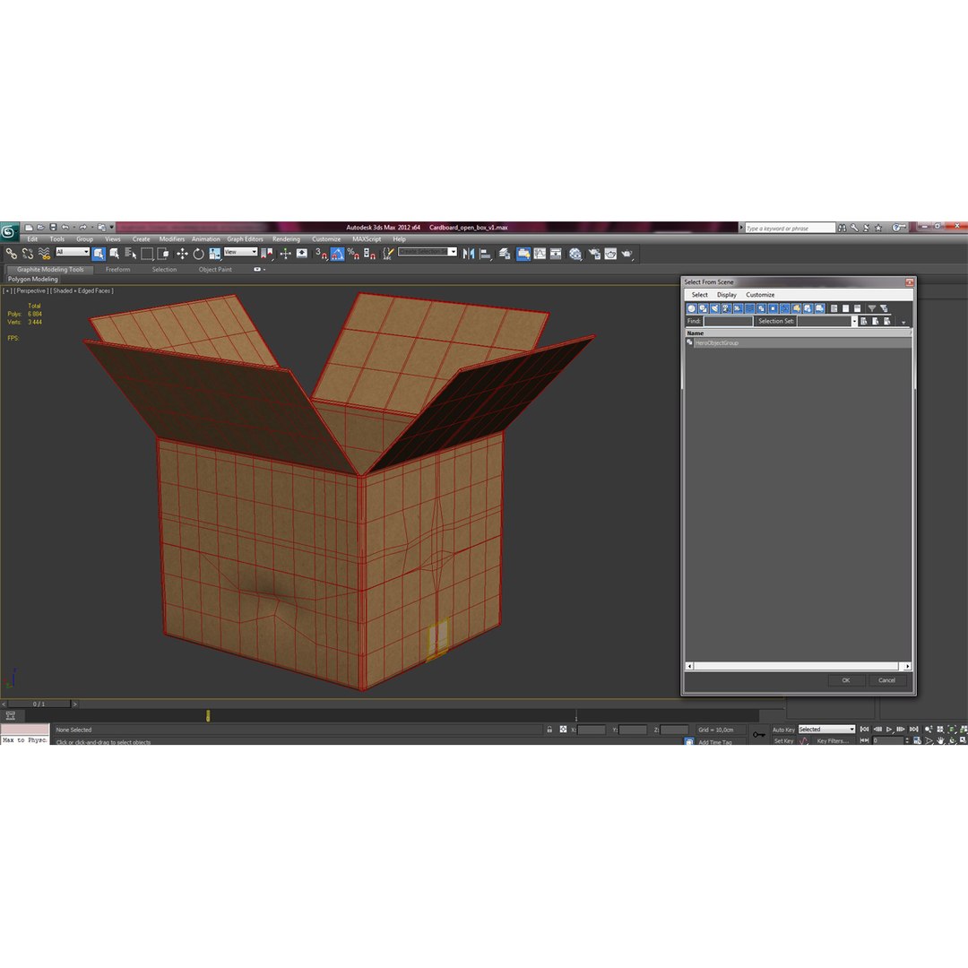 3d open cardboard box
