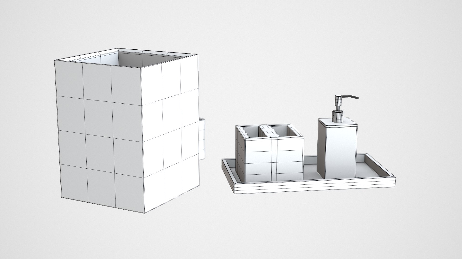 3D Cillian Bamboo bathroom accessories dark - TurboSquid 1753639