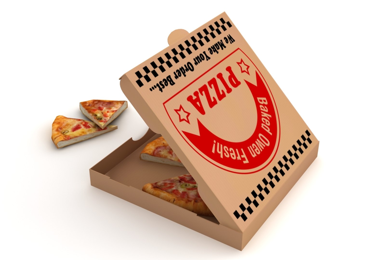 3d Model Pizza Box Sliced