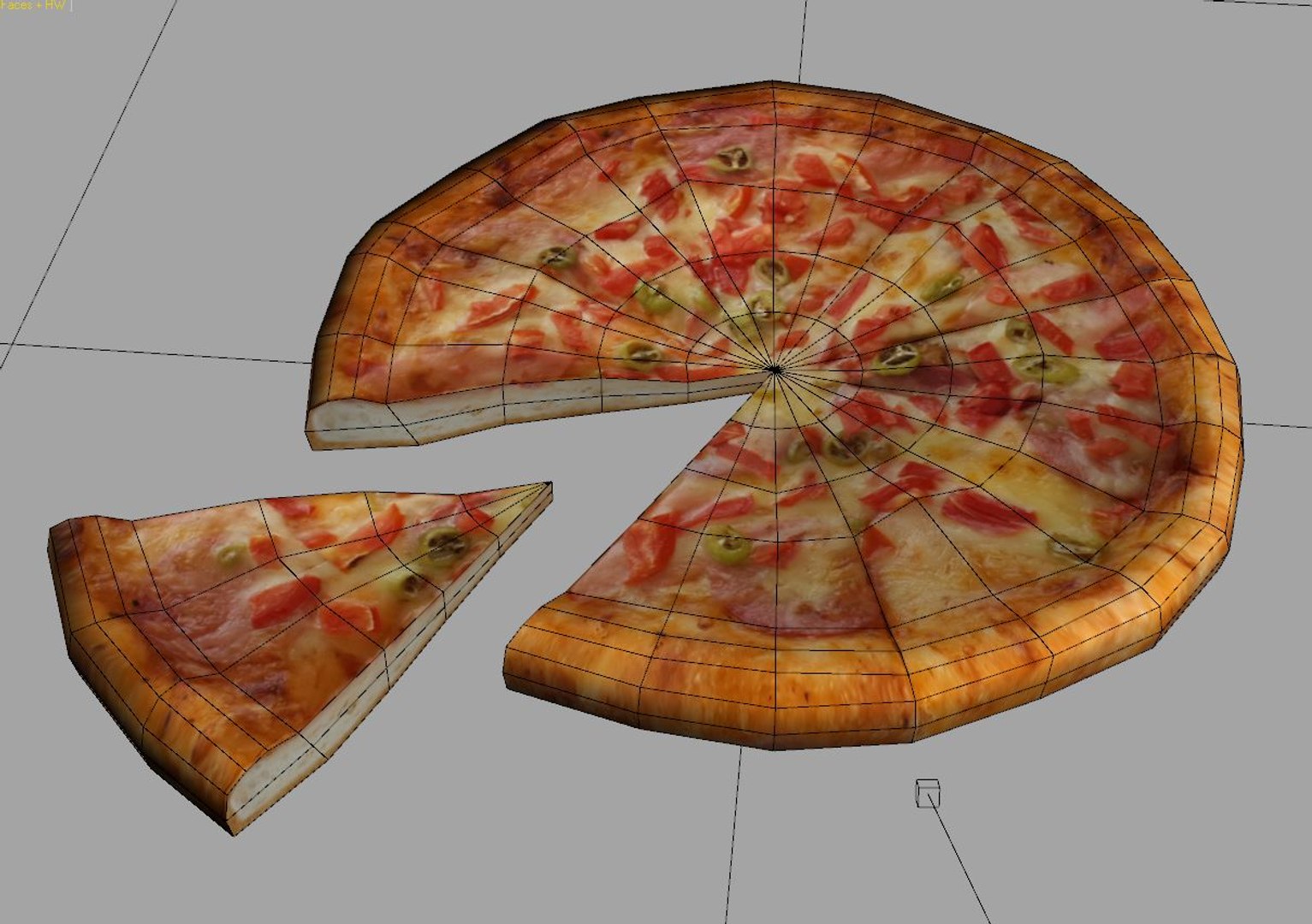 3d Model Pizza Box Sliced