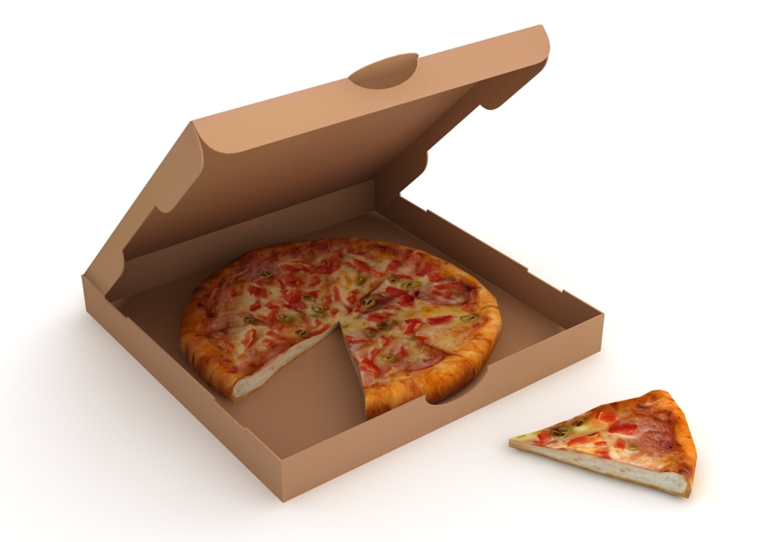 3d Model Pizza Box Sliced