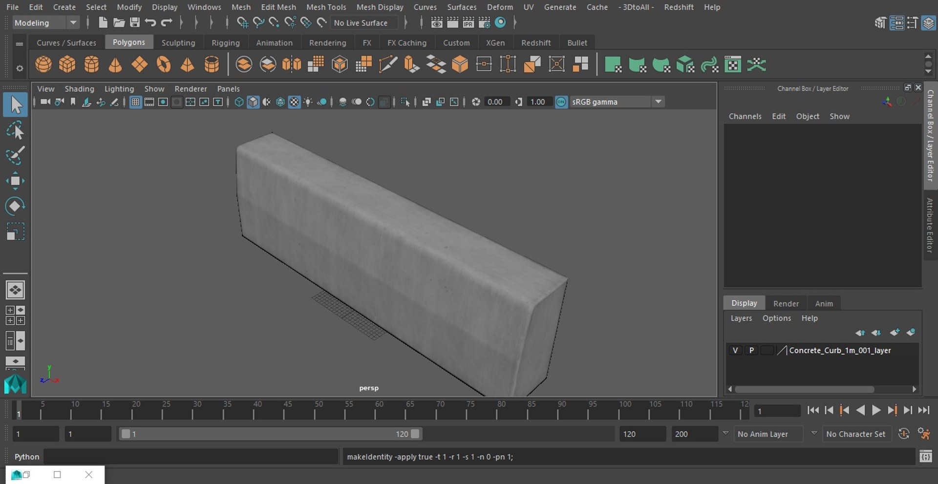3D Model Concrete Curb 1m - TurboSquid 2028873