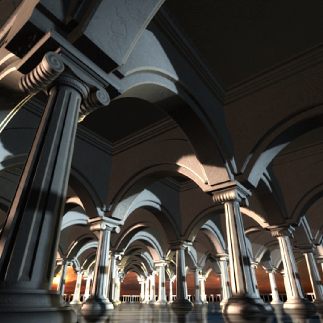 Columned Terrace 3d Model