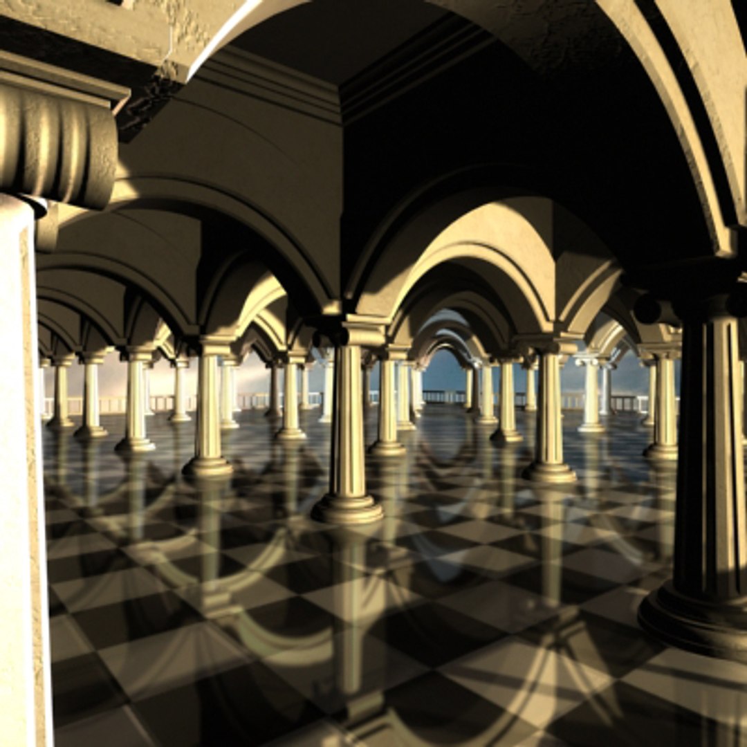 Columned Terrace 3d Model