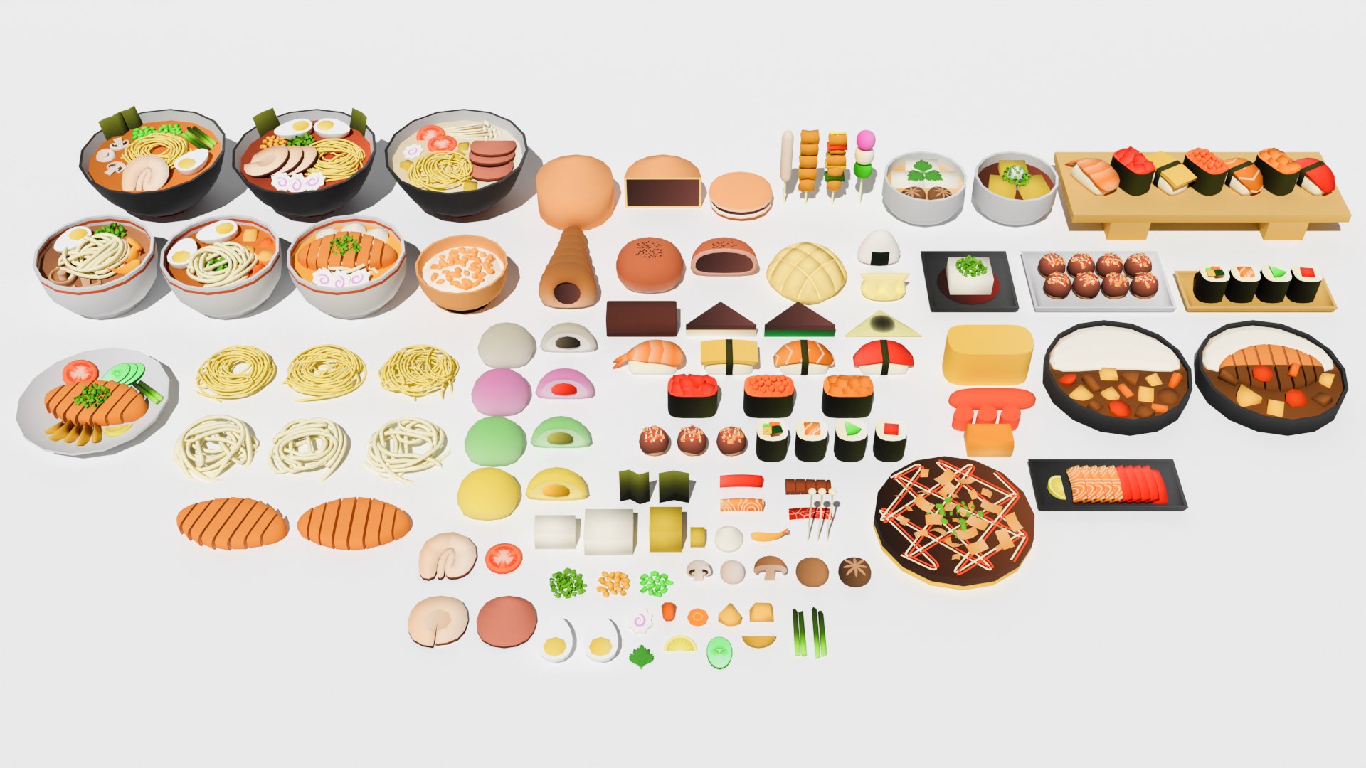 3D Low Poly Japanese Food Pack Model - TurboSquid 2393286