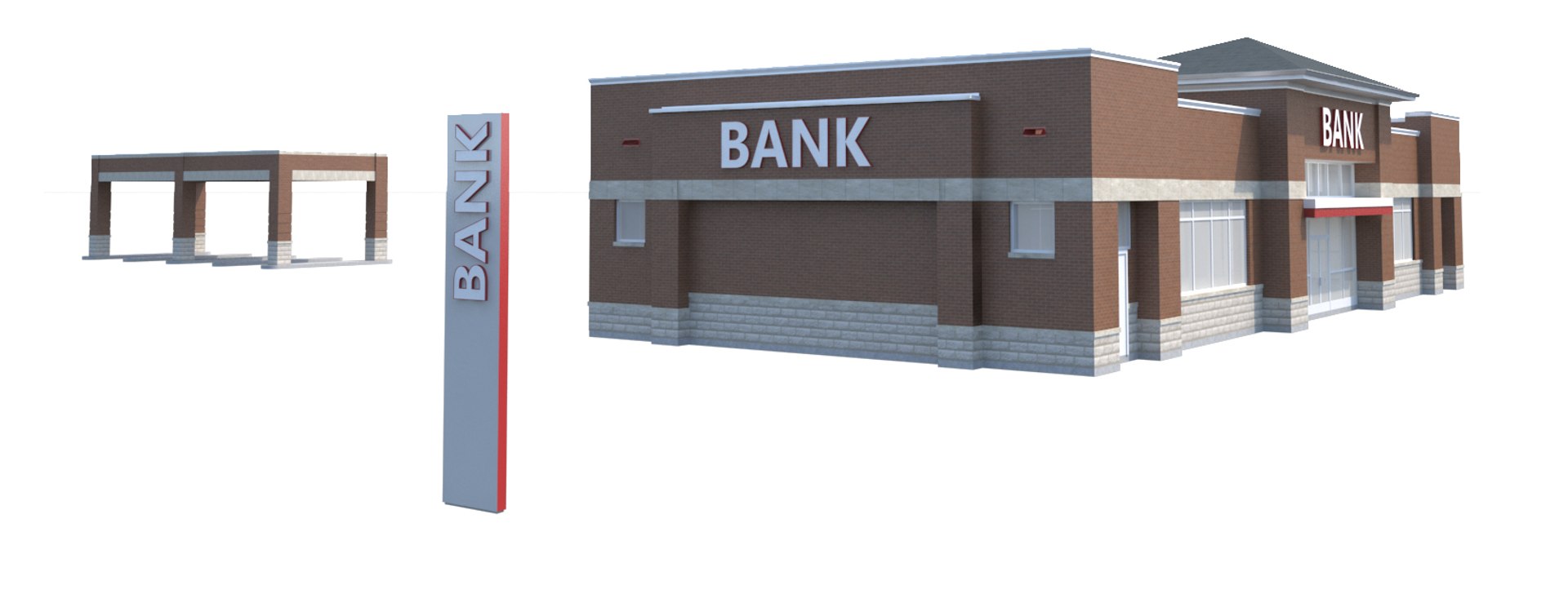 3d Model Bank Pylon Sign