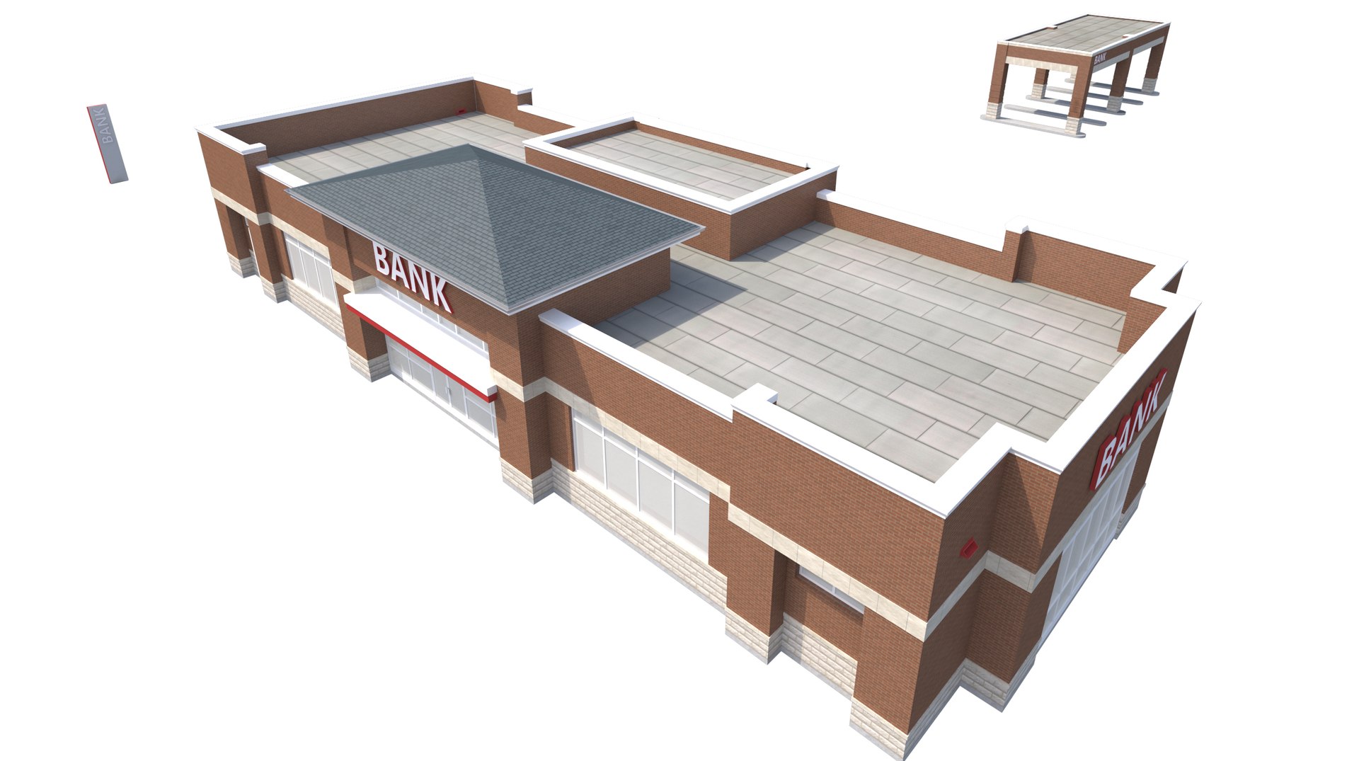 3d Model Bank Pylon Sign