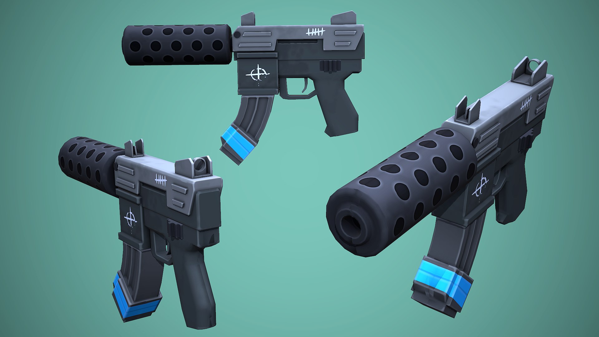 3D Model Stylized Weapon Tec 1 - TurboSquid 1428153