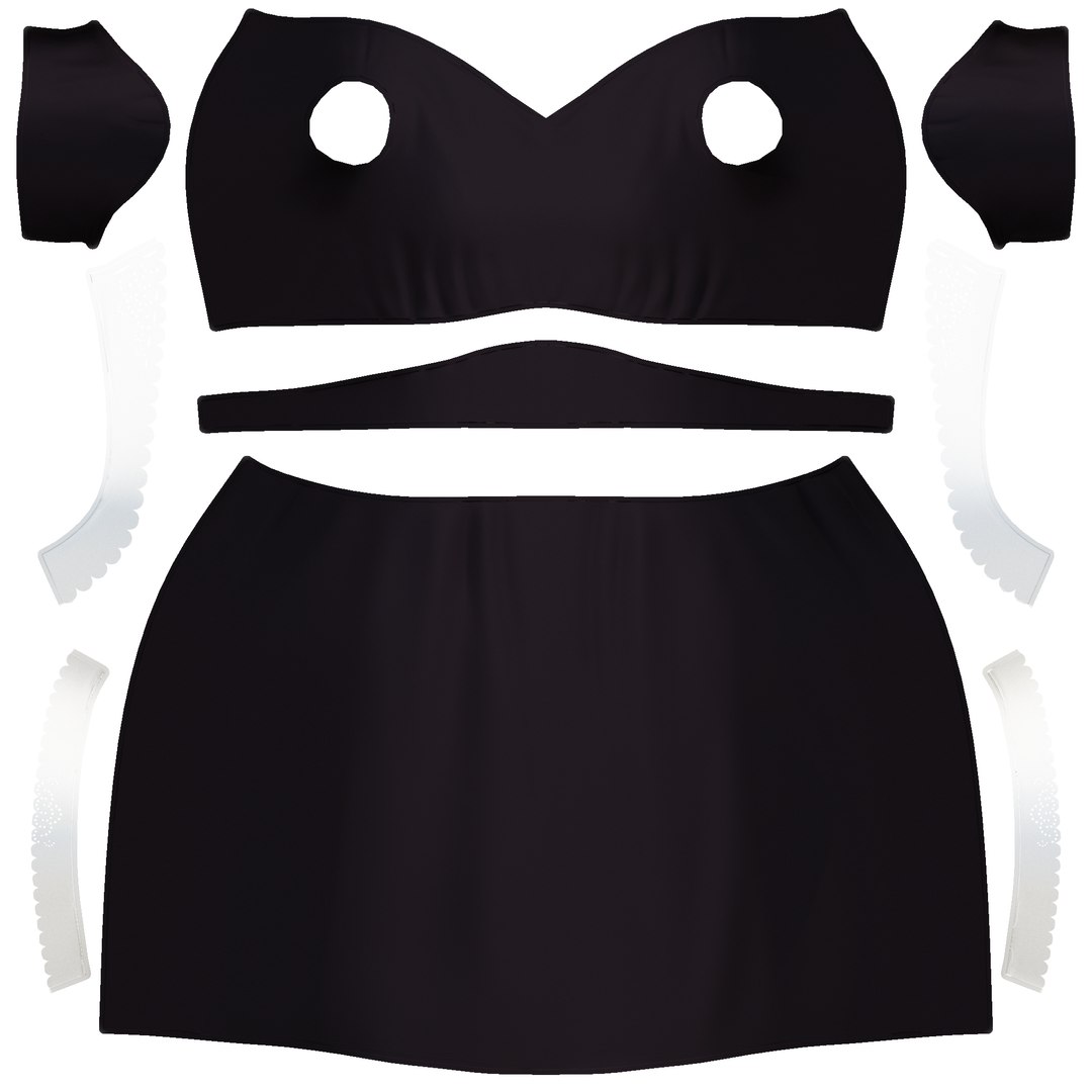 Black Maid Uniform With Lace Collar 3D Model - TurboSquid 1753379