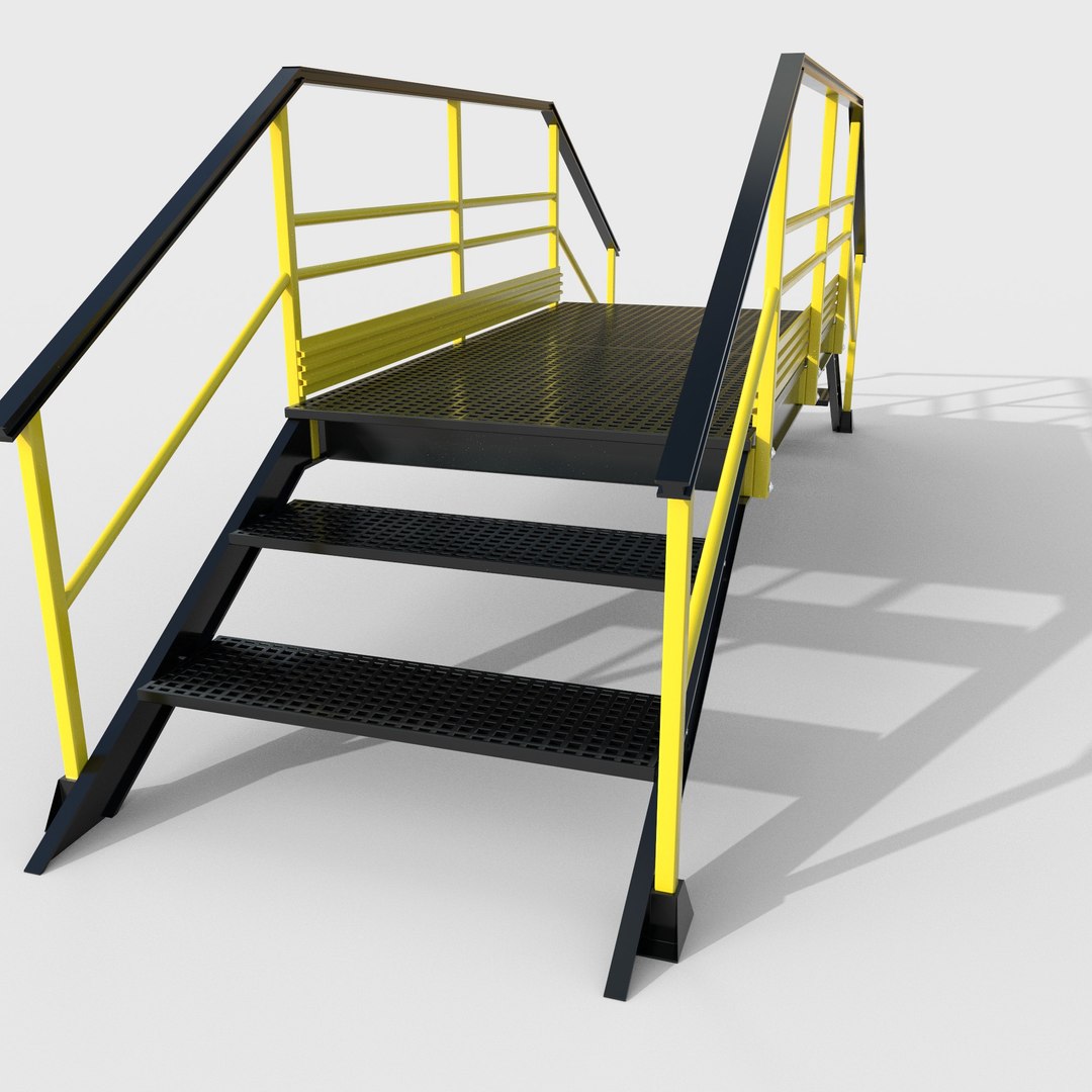 3D Black Industrial Stair Access Platform Large - TurboSquid 2210341
