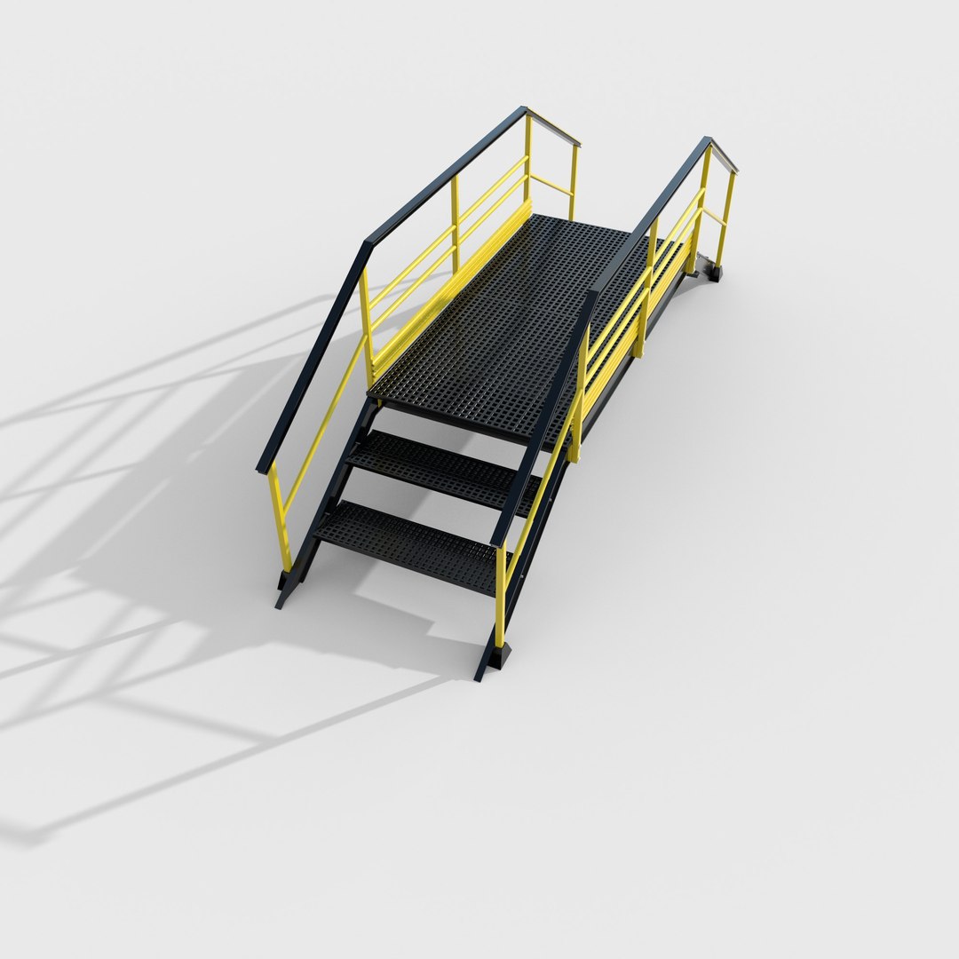 3D Black Industrial Stair Access Platform Large - TurboSquid 2210341