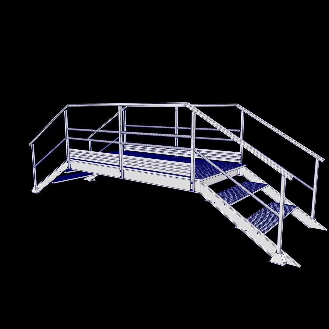 3D Black Industrial Stair Access Platform Large - TurboSquid 2210341