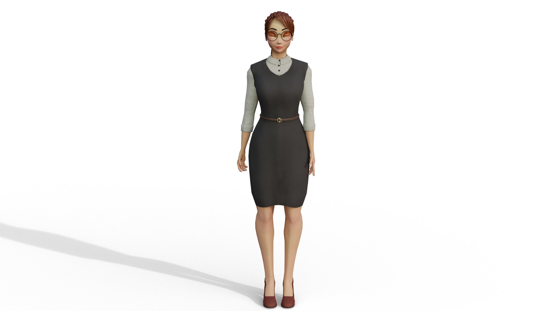 3D Cartoon Office Girl Rigged Animated Blender with Unity - TurboSquid ...