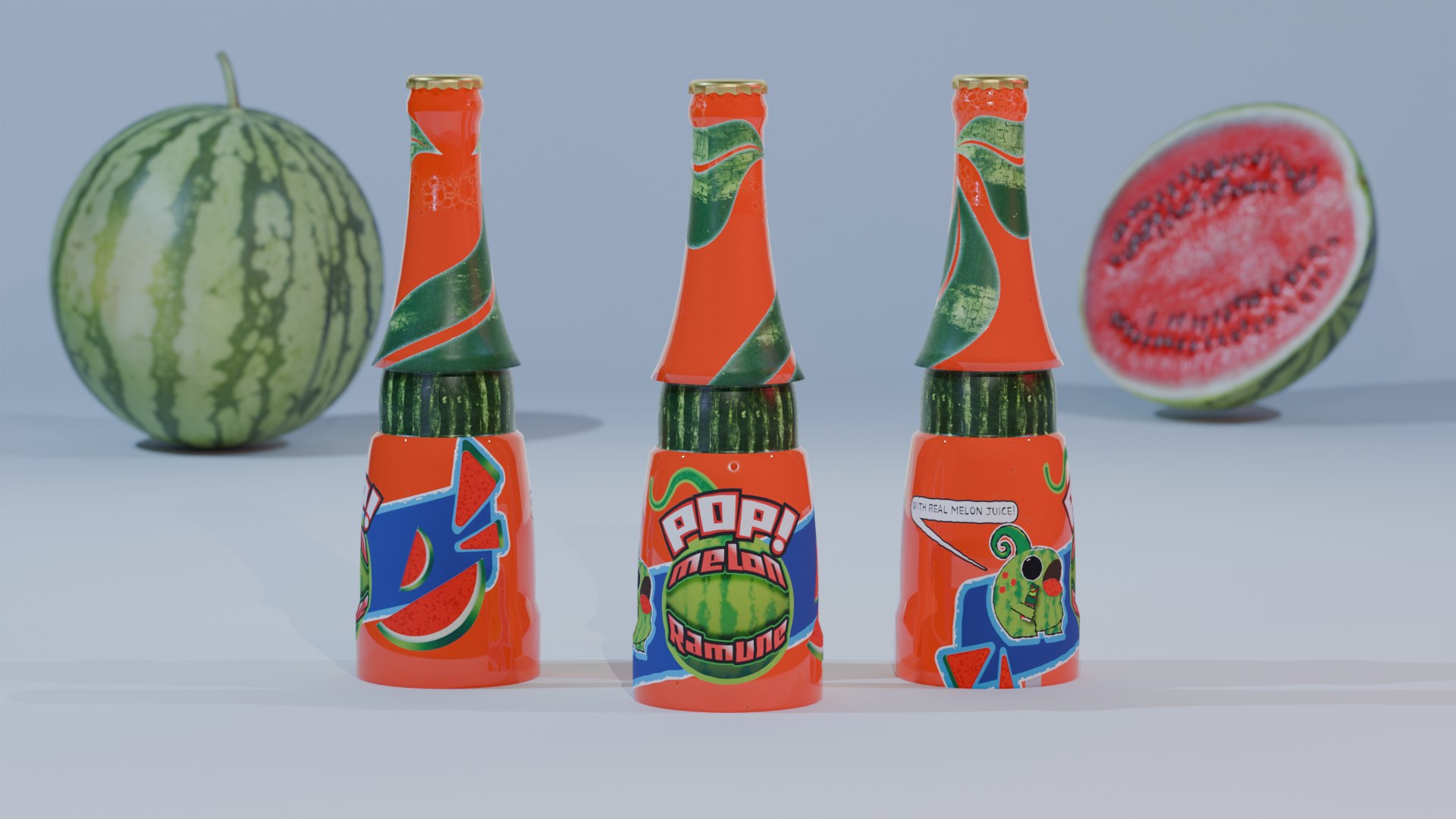 Ramune Pop 3 Flavors Model - TurboSquid 2253749