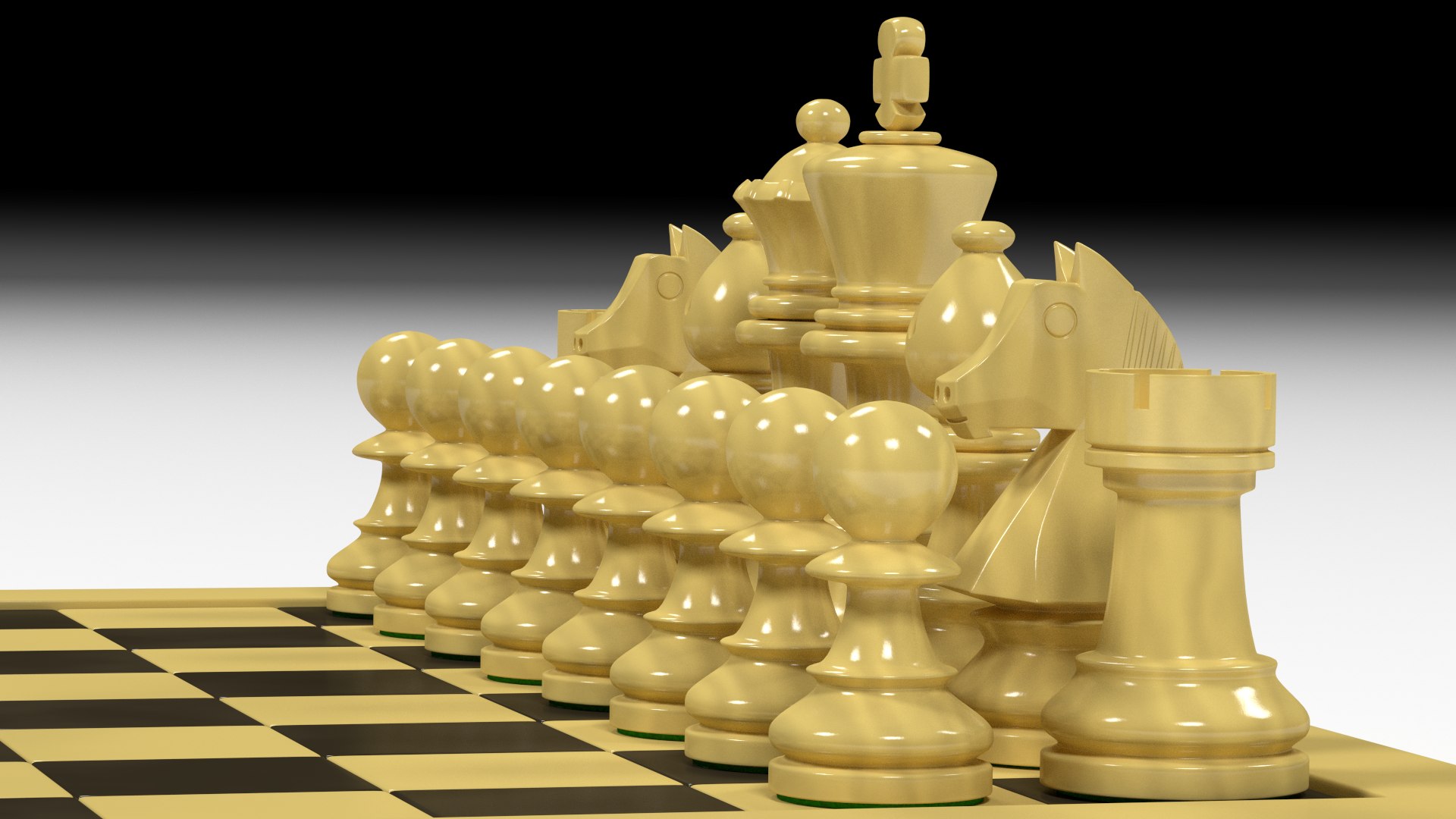 3d German Knight Staunton Chess Set Model