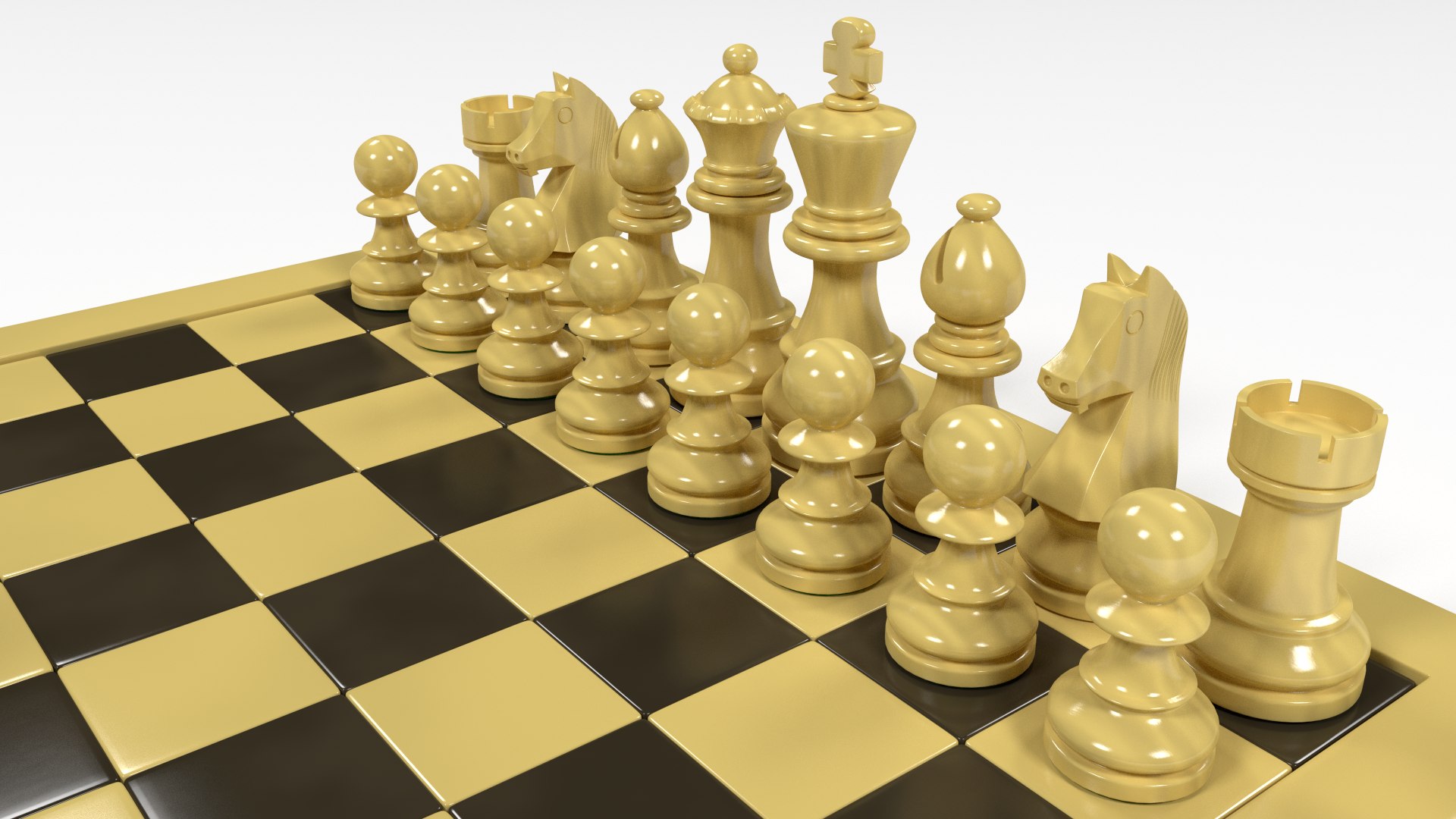 3d German Knight Staunton Chess Set Model