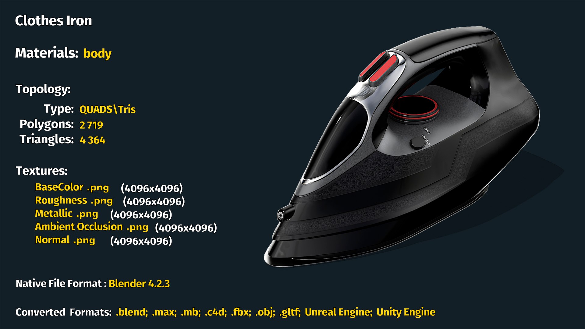 Clothes Iron 3D Model - TurboSquid 2343972