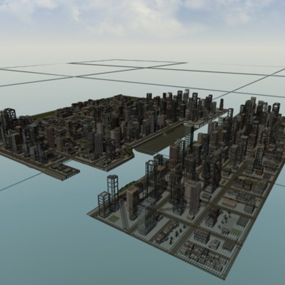 3d City Environment Skyscrapers Buildings Model