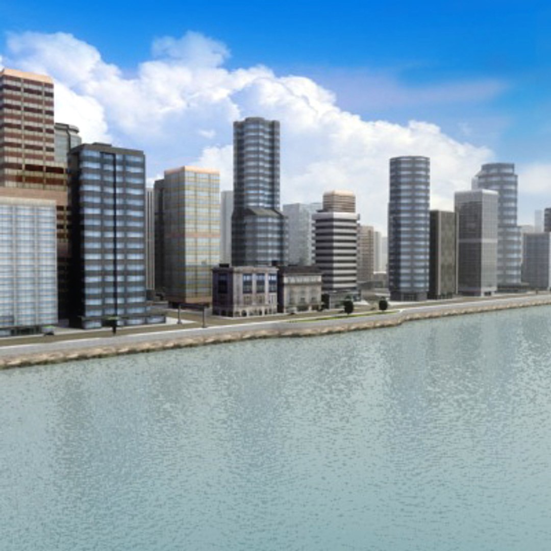 3d City Environment Skyscrapers Buildings Model