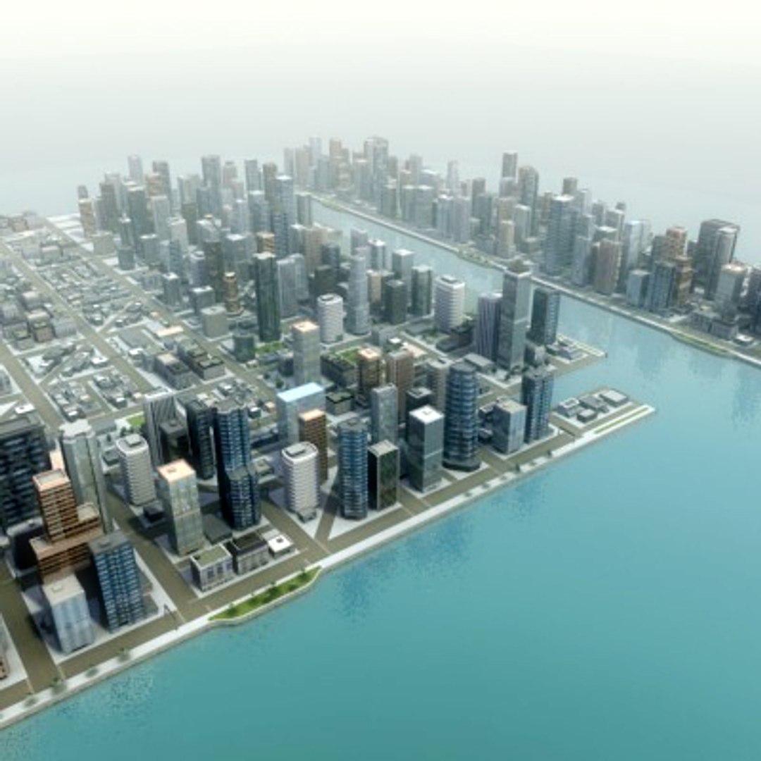 3d City Environment Skyscrapers Buildings Model