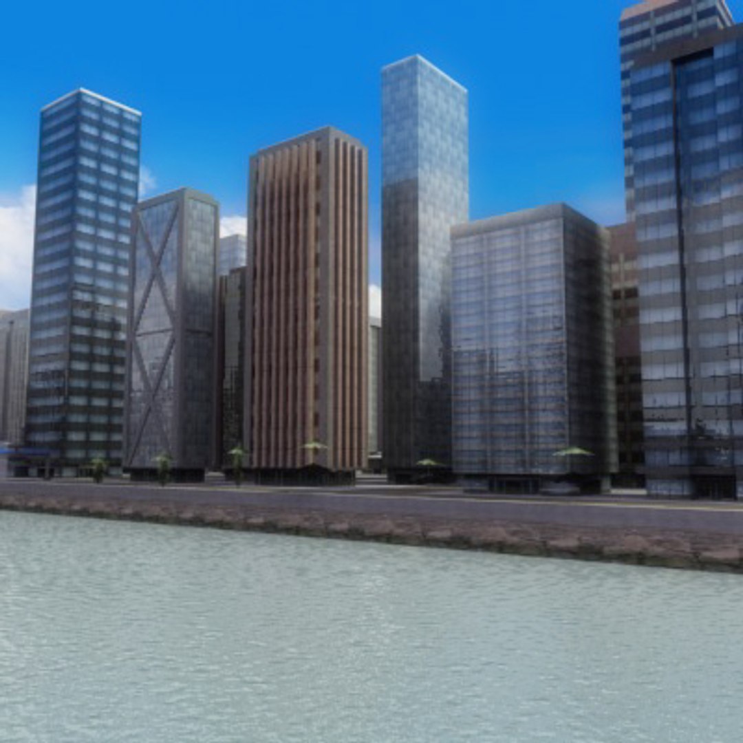3d City Environment Skyscrapers Buildings Model