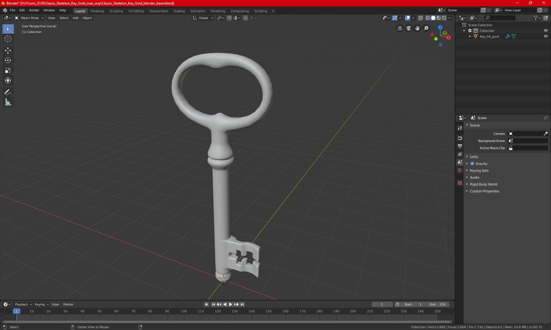 Classic Skeleton Key Steel 3D Model - TurboSquid 2246292