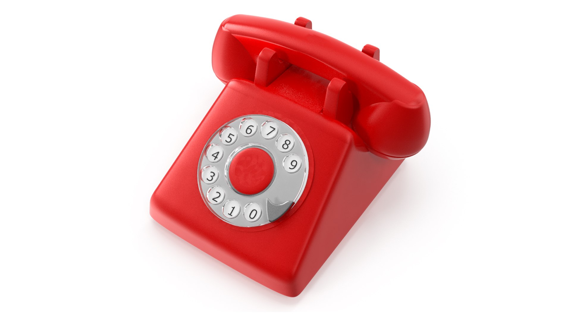 3D Model Red Dial Telephone - TurboSquid 1967260
