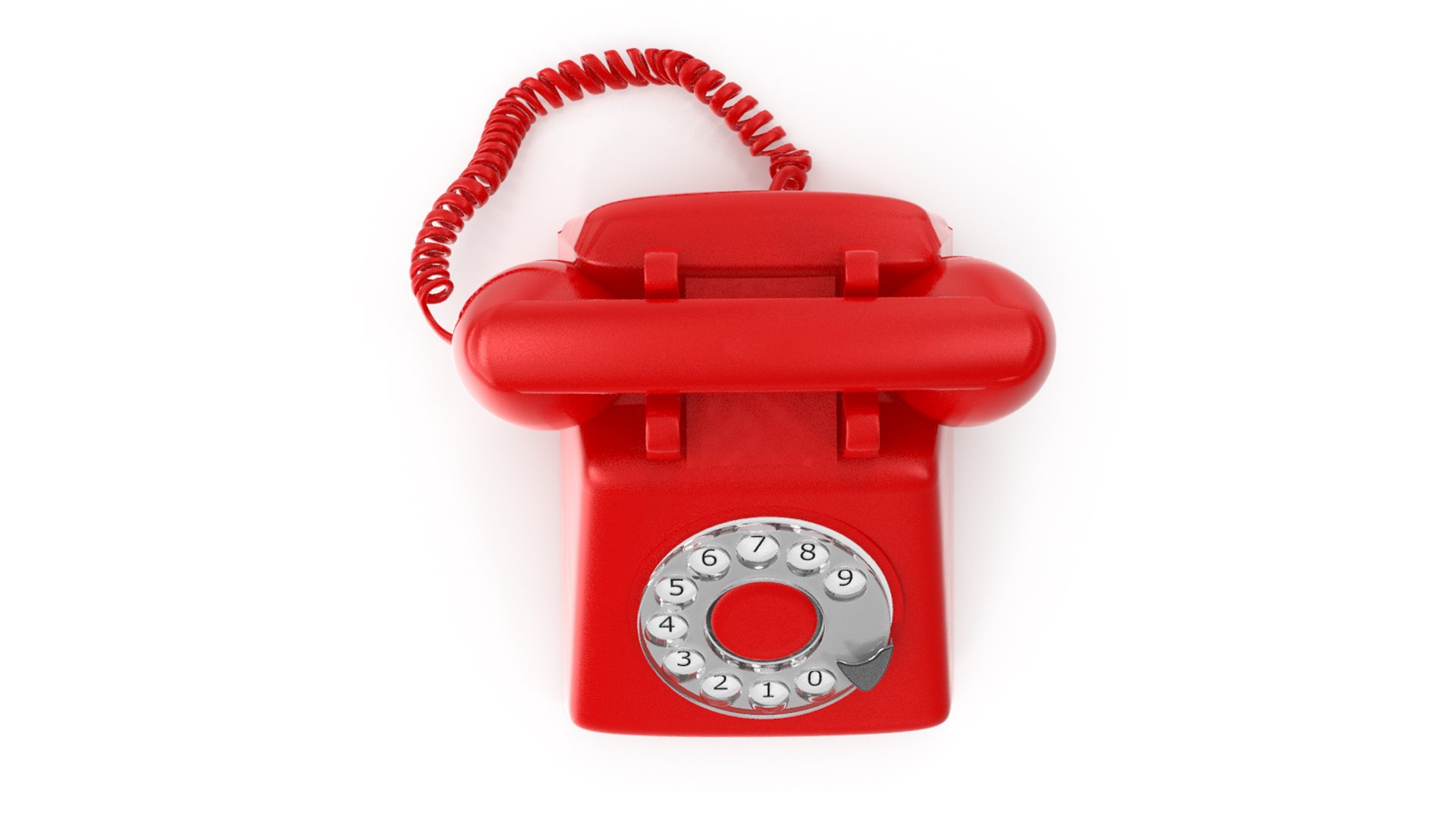 3D Model Red Dial Telephone - TurboSquid 1967260