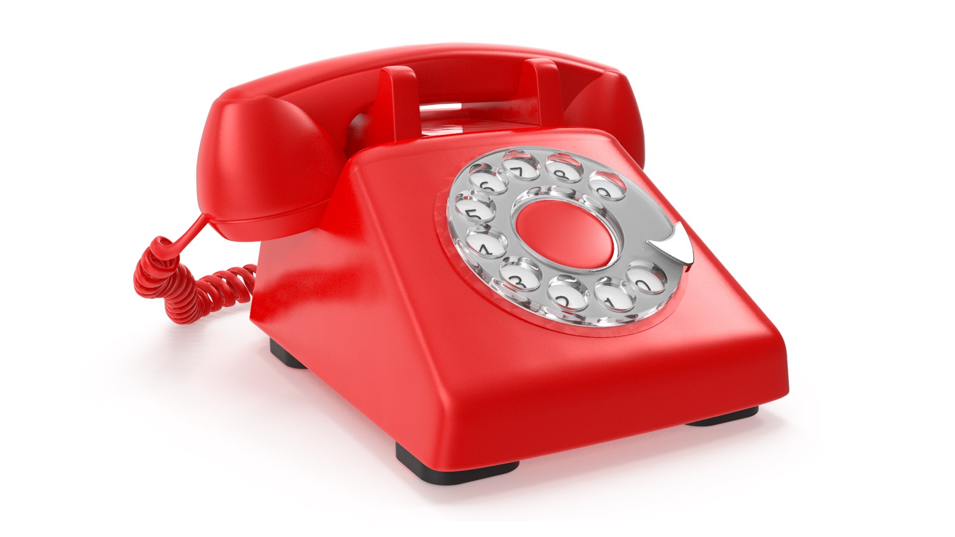 3D Model Red Dial Telephone - TurboSquid 1967260