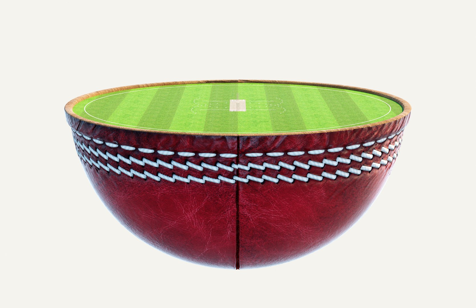 Cricket Half Ball And Cricket Field Model - TurboSquid 2131120