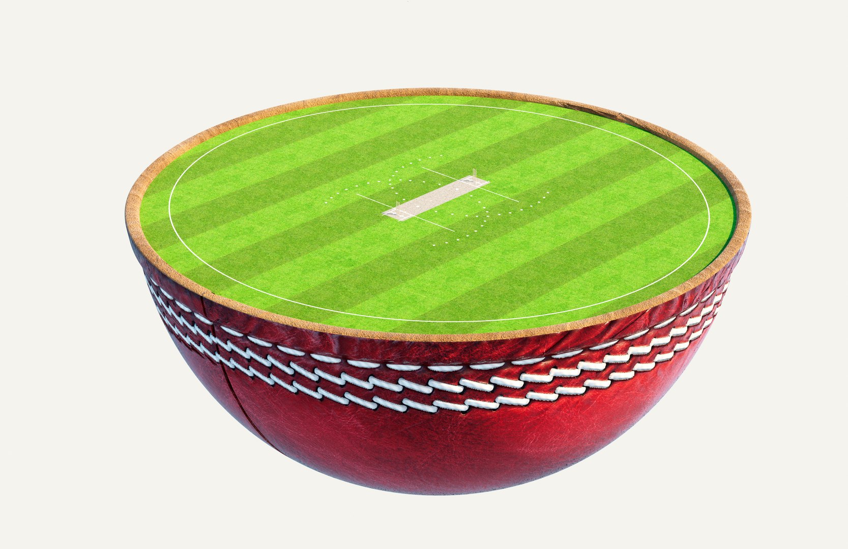 Cricket Half Ball And Cricket Field Model - TurboSquid 2131120